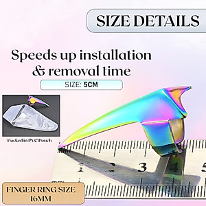 Cross Edge Pro Hair Parting & Sectioning Rings - Stainless Steel Finger Braiding Pick Tools Installation of Remy Human Extensions Styling (Multi Rainbow Titanium Color)