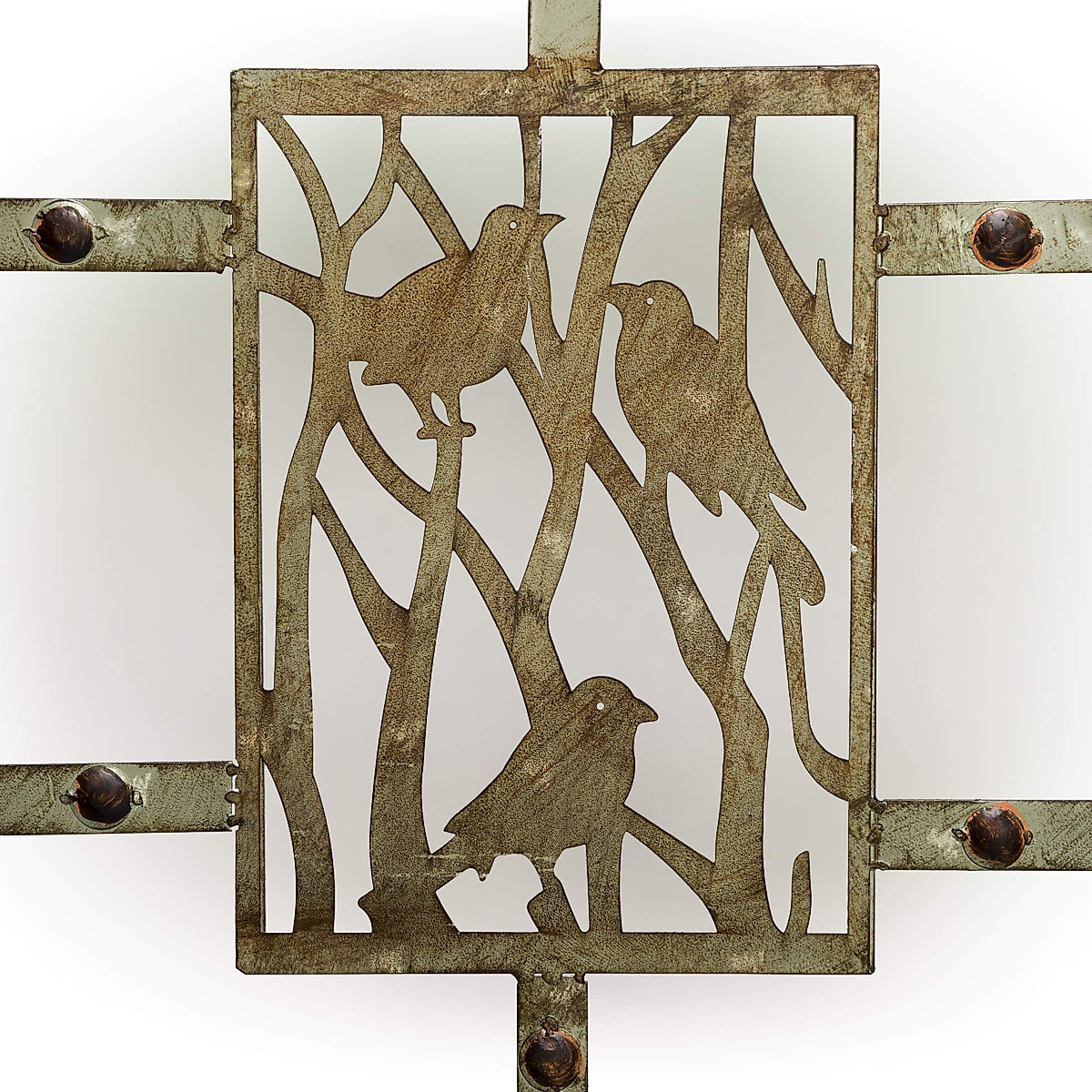 Alpine Corporation 45" x 22" Outdoor 2 Person Metal Garden Bench with Bird Design, White