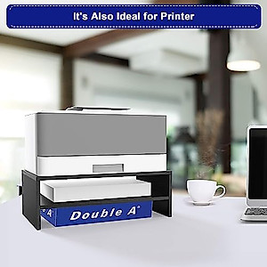 ERGO TAB Monitor Stand, Monitor Riser Wood 2 Tiers Desk Organizer Stand with Cellphone Holder, Laptop Printer Stand with Cable Management