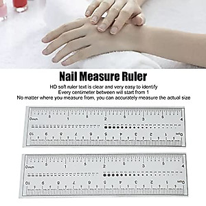 Nail Measure Ruler, 10PCS Fake Nails Measuring Rul Nail Measure Ruler, Nail Measuring Ruler Fake Measuring Ruler Professional Portable Transparent Nail Art PVC Soft Ruler for Nail