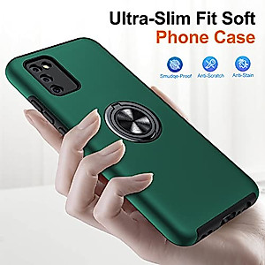 JAME for Samsung A03s Case, Samsung Galaxy A03s Case with Screen Protector[2 Pcs], Slim Soft Shockproof Phone Case with Rotation Kickstand [Magnetic Car Mount Feature] for Glaaxy A03s Case-Green