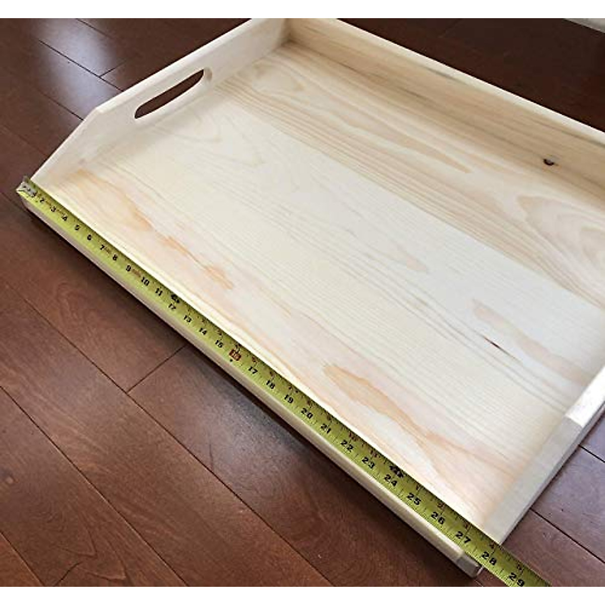 Boxwood and Mum Handmade Wood Serving Tray, Stove Top Cover works as TV Tray, Rolling Tray, Bed Tray, Oven Tray or Food Tray, Natural Unfinished Pine Wood Tray Serving Board, Amish Made in USA
