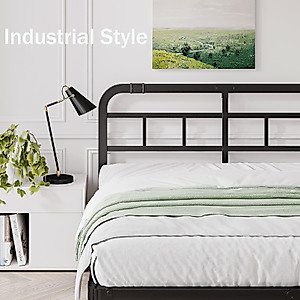 Hunlostten 40 Inch High Metal Headboard Queen Size, Black Queen Headboard Only, Industrial Headboard, Easy Assembly