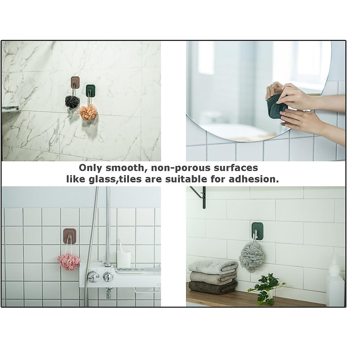 HOME&I Silicone Simple Multipurpose Adhesive Shower Hook Reusable Hanger Bathroom Door Front Door Mask Accessories Hanging Hook Ring (2Pack/Gray)