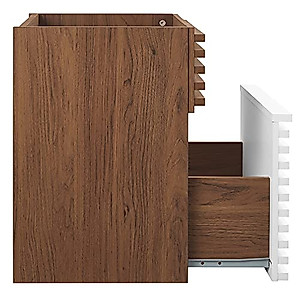 Modway Render 17" MDF Wood Wall-Mount Bathroom Vanity Cabinet in White/Walnut