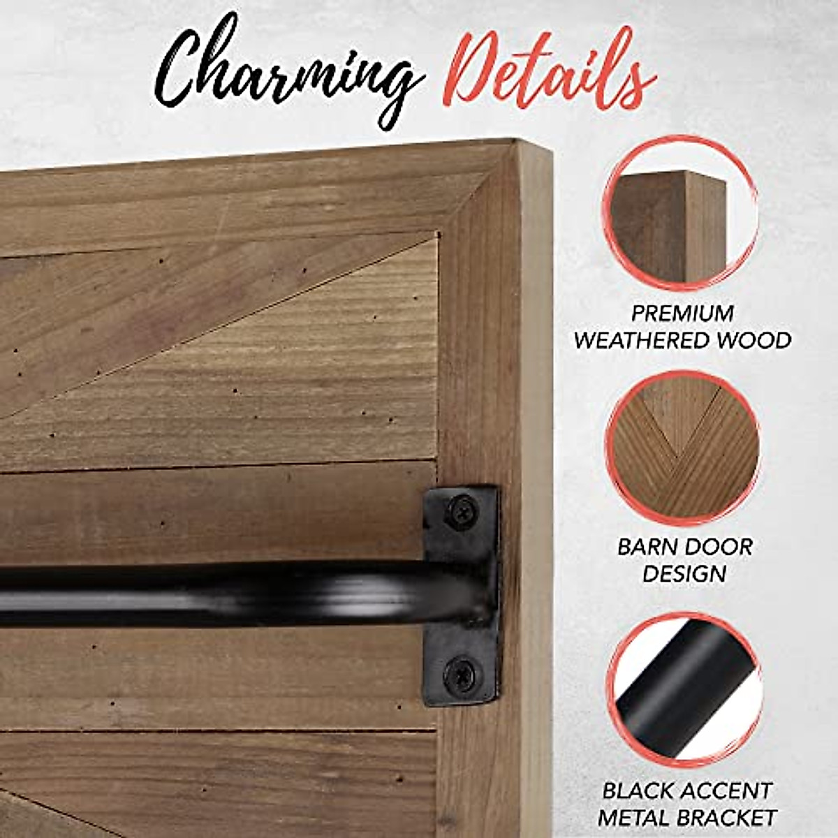 Autumn Alley Rustic Farmhouse Towel Rack – Stunning Barn Wood Farmhouse Bathroom Decor for Wall – Expertly Inlaid Wood with Matte Black Bar for Rustic Bathroom Decor