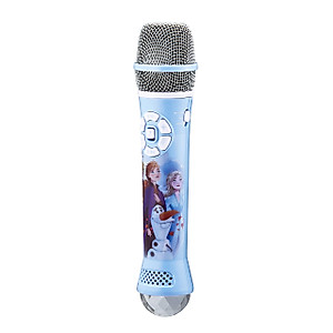 eKids Disney Frozen 2 Bluetooth Karaoke Microphone with LED Disco Party Lights, Portable Speaker Compatible with Siri Google Assistant, for Fans of Frozen Toys and Gifts