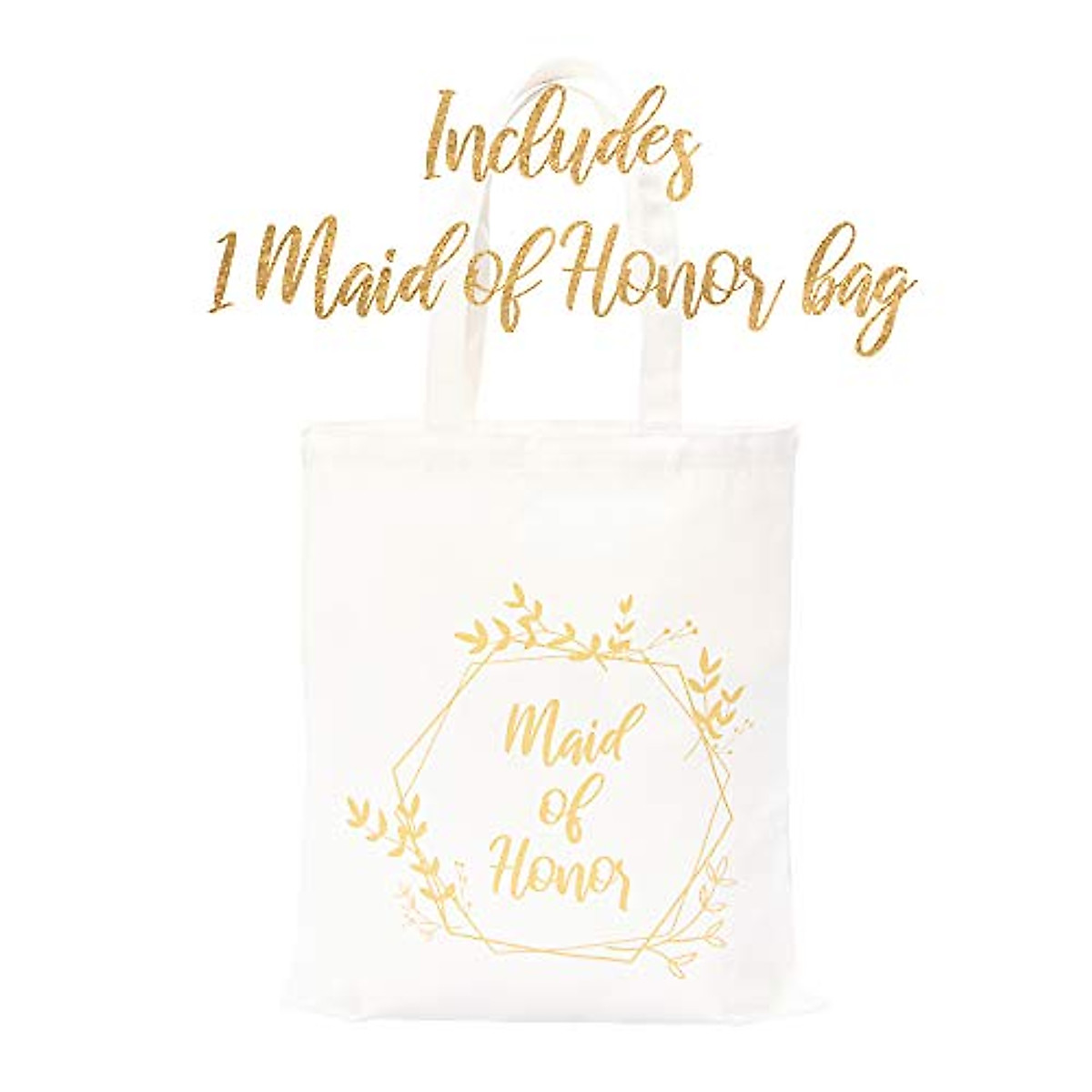 Pop Fizz Designs Bridesmaid Bags | 5 Bridesmaid Tote bags | 1 Maid of Honor Tote Bag (6 pack)