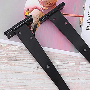 2PCS Black T Strap Hinges Heavy Duty Gate Hinges for Wooden Fences or Metal Iron Rustproof Barn Door Hinges Shed Door Hinges (12 Inch)