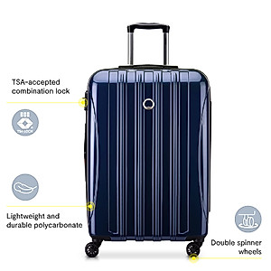 DELSEY Paris Helium Aero Hardside Expandable Luggage with Spinner Wheels, Blue Cobalt, Checked-Medium 25 Inch