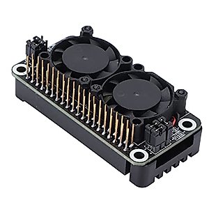 Embedded Heatsink with Fan,Radiator Shell for RasPi Zero 2W with Aluminium Alloy Double Fans, Jumper Cap, RGB LED, Program Control, 3 Color RGB Light for Raspberry Pi Zero and for Zero 2W