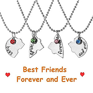 SIVITE Best Friends Forever and Ever Necklace with Crystal Broken Heart Charm Pendant Set Friendship Necklace