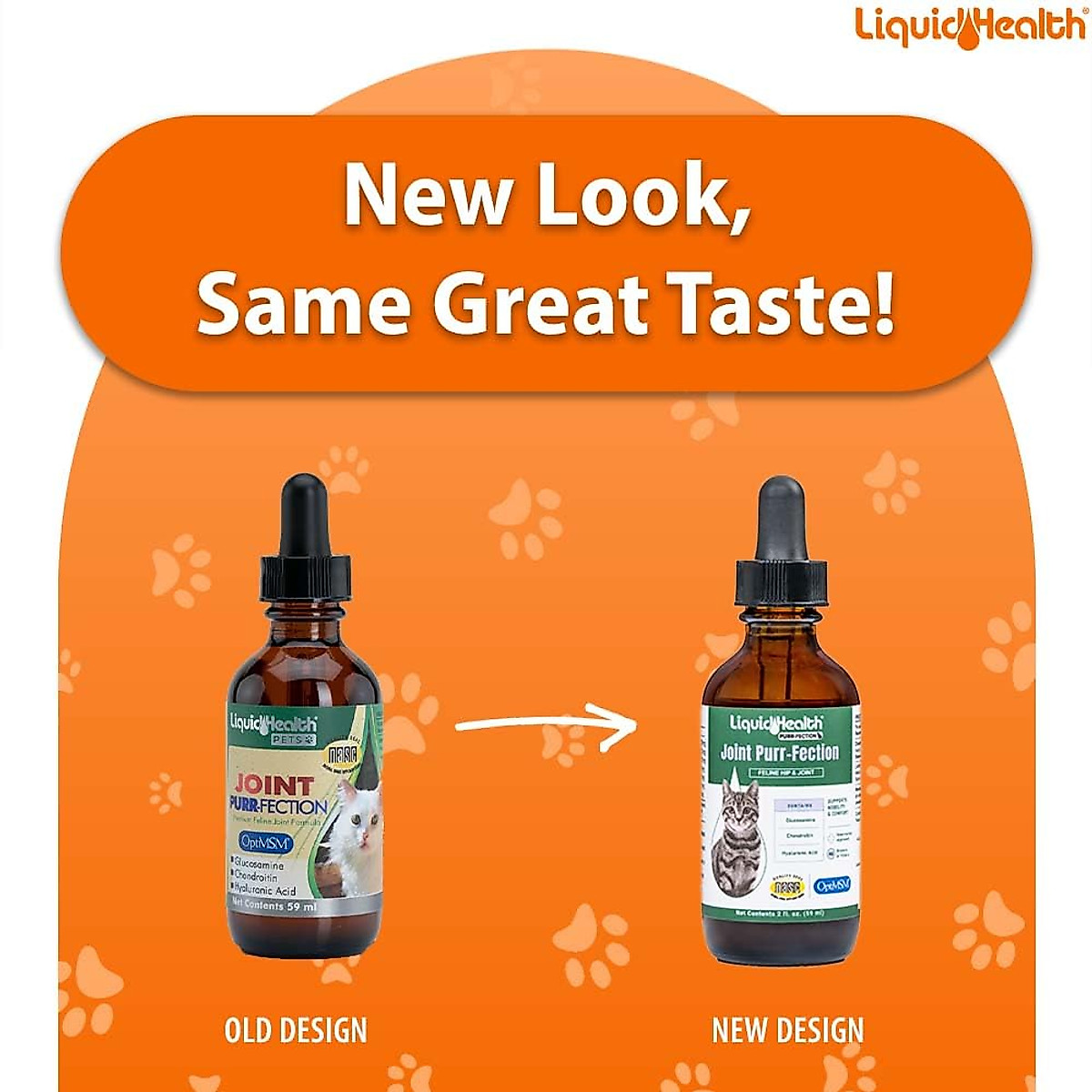 LIQUIDHEALTH 2.3 Oz Liquid Cat Glucosamine Joint Purr-Fection - Hip and Joint Support, Chondroitin Feline Droppers - Senior Older Cats, Kittens