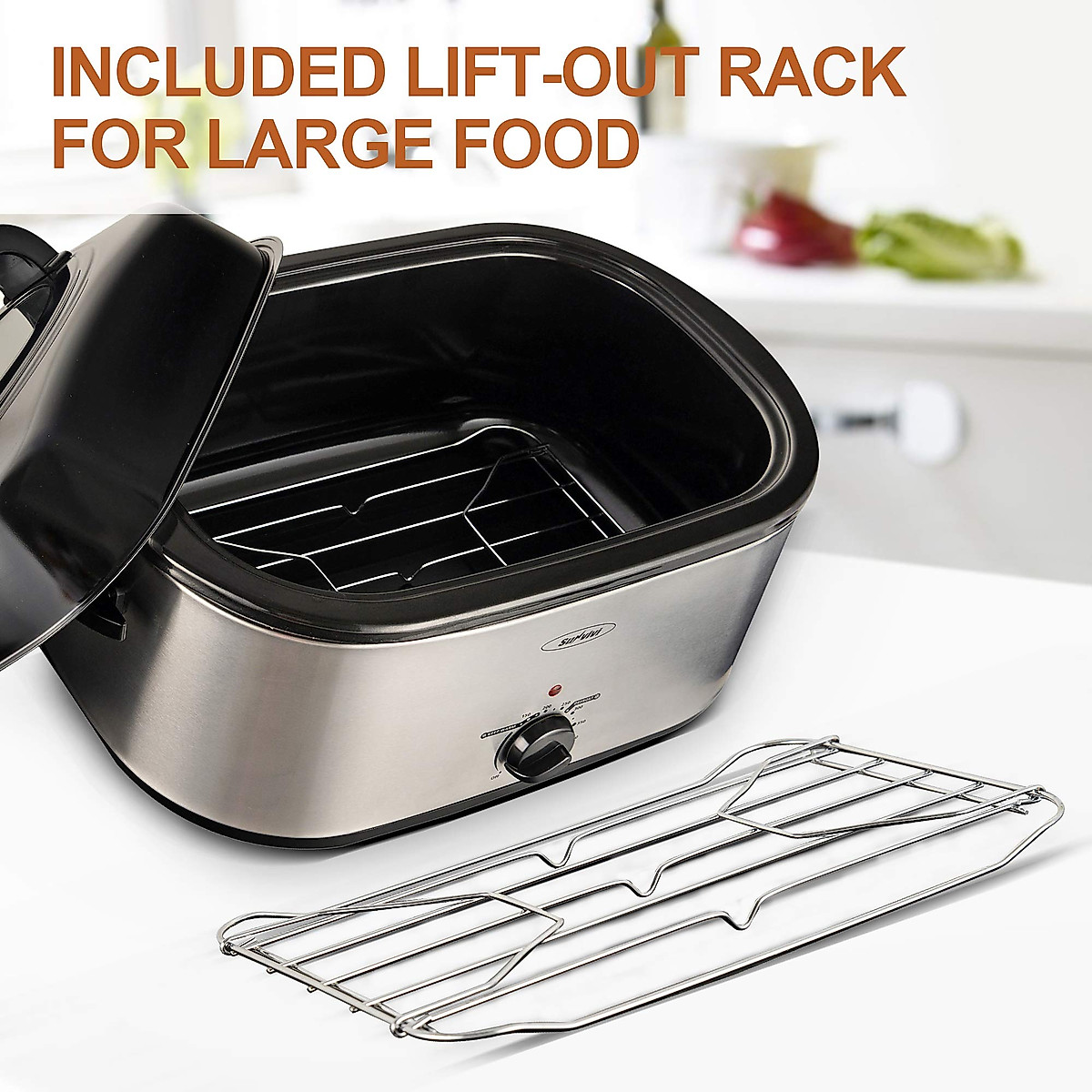 24 Quart Turkey Roaster Oven with Removable Pan and Rack & Triple Slow Cooker Food Warmer