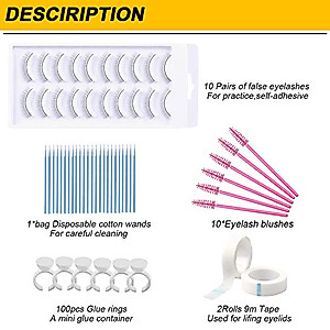 Eyelash Extension Kits, 17Pcs Professional Eyelash Grafting Training Tools Lashes Extension Practice Exercise Set with Mannequin Head Makeup Bag Glue Tweezers for Practice Eye Lashes Graft (17PCS)