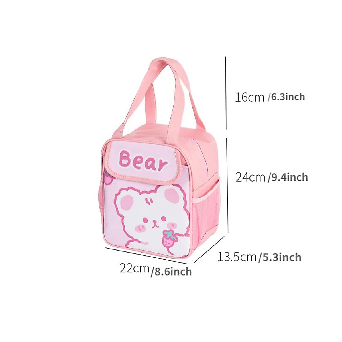 Kawaii Lunch Bag for Girls Lunch Box Insulated Cute Lunch Bags for Women Insulated Lunch Box for Kids (Pink)