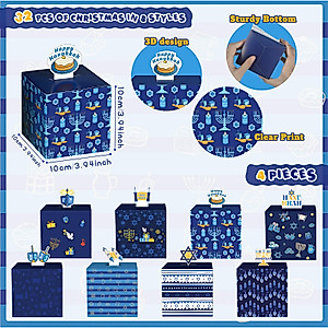 Yeaqee 32 Pcs Hanukkah Goody Candy Boxes for Gift Giving Chanukah Treat Boxes Hanukkah Cookie Boxes Tins Holiday Cardboard Gift Wrap Boxes Paper Gift Holder for Party Favor Supplies, 8 Styles