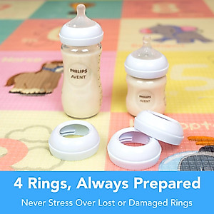 Premium Replacement Baby Bottle Nipple Rings for Philips Avent Bottle, Compatible Screw Bottle Collars for Avent Natural Plastic and Glass Bottles, BPA-Free, Secure Latch, Baby-Safe, 4-Pack