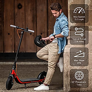 Segway Ninebot D28U Electric Kick Scooter -300W Motor, 17.4 Miles Range & 15.5 MPH, 10" Pneumatic Tire, Drum Brake, UL-2272 Certified