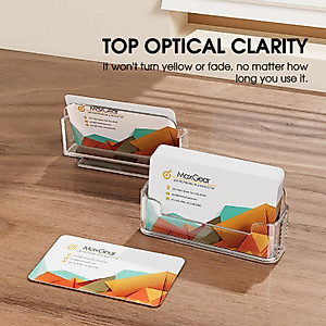 MaxGear Acrylic Business Card Holder for Desk Plastic Business Card Display Clear Business Card Stand Desktop Business Card Holders for Home & Office, 3.82 x 1.80 x 1.43 inches, 3 Pack