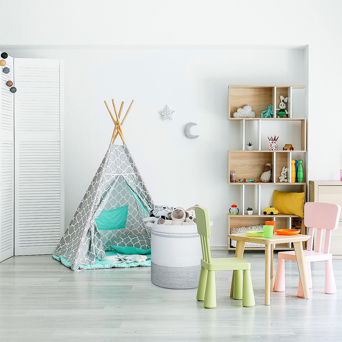 VERSAINSECT ton Rope Basket - Decorative White Storage Bins for Room Organization