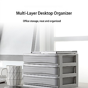 White Organizer with Drawers，Flat File Storage，Desktop Drawer Cabinet，PP Material, Sturdy and Durable, Suitable for Various Office Supplies, Craft Supplies, School Supplies, (Color : White, Size : 3