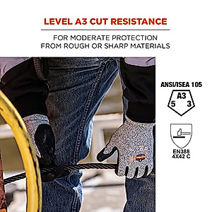 Ergodyne unisex adult Nitrile-coated ANSI A3 Nitrile Coated CR Gloves, Gray, Large US, Pack of 1