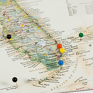 Craig Frames Wayfarer, Executive United States Push Pin Travel Map