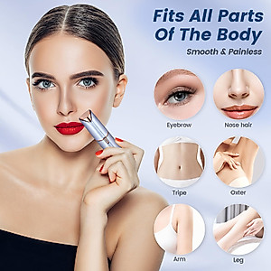 Facial Hair Removal for Women, Mini Hair Remover, Electric Razor Shaver Portable Bikini Epilator for Lips, Chin, Armpit, Peach Fuzz, Fingers, Neck, Cheek and USB Rechargeable (Blue)