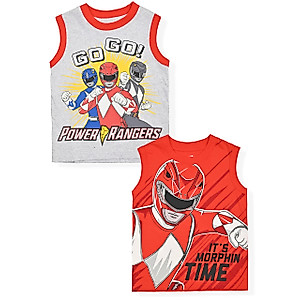 Power Rangers’ Boys’ 2 Pack Tank Tops for Little Kids – Grey/Red
