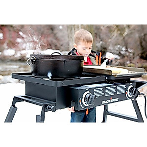 Blackstone Tailgater Stainless Steel 2 Burner Portable Gas Grill and Griddle Combo Total 35,000 BTUs for Indoor or Backyard, Outdoor, Patio, Picnic, Garden Cooking