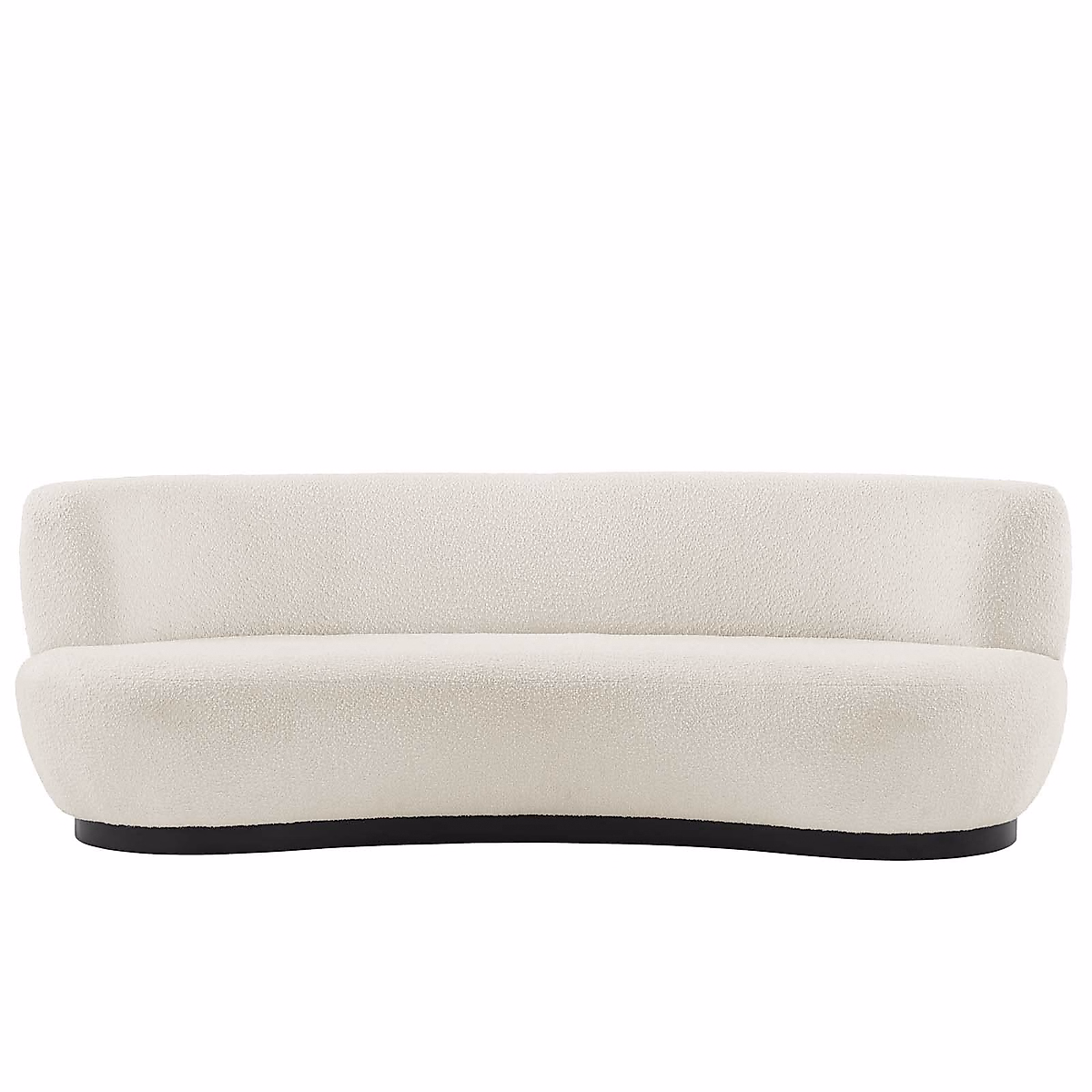 Modway Kindred Boucle Upholstered Curved Sofa with Black Base in Ivory