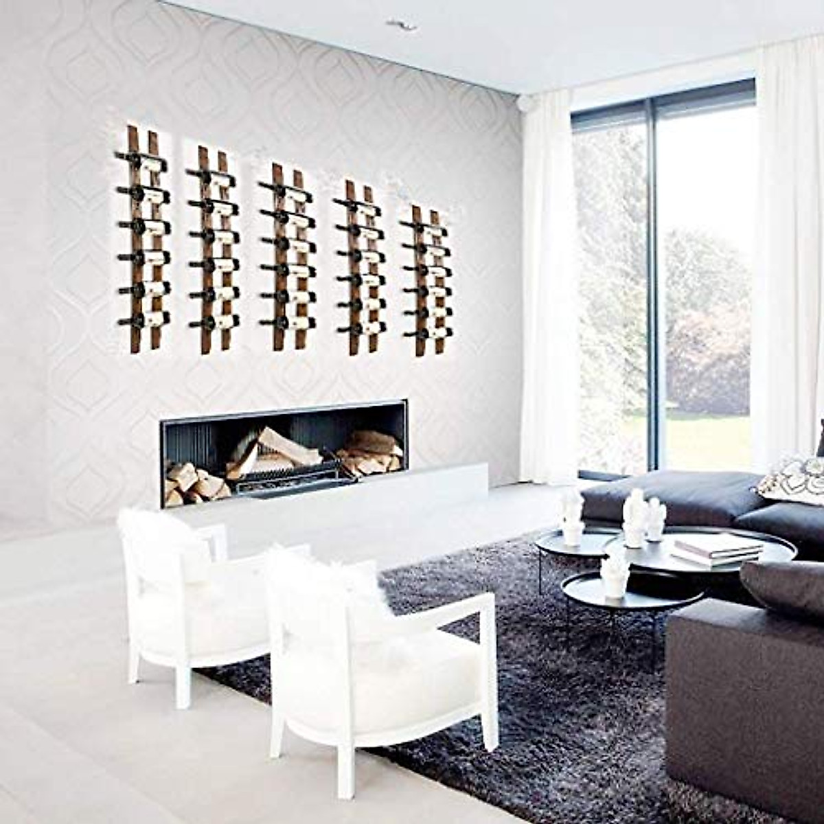 5/15 Bottle Wall-Mounted Wine Rack, Creative Hanging Wine Rack, Bar Restaurant Pine Wall-Mounted Wine Rack, Bar Counter Wine Cabinet Wine Rack Decorative Rack (Size : 5pcs)