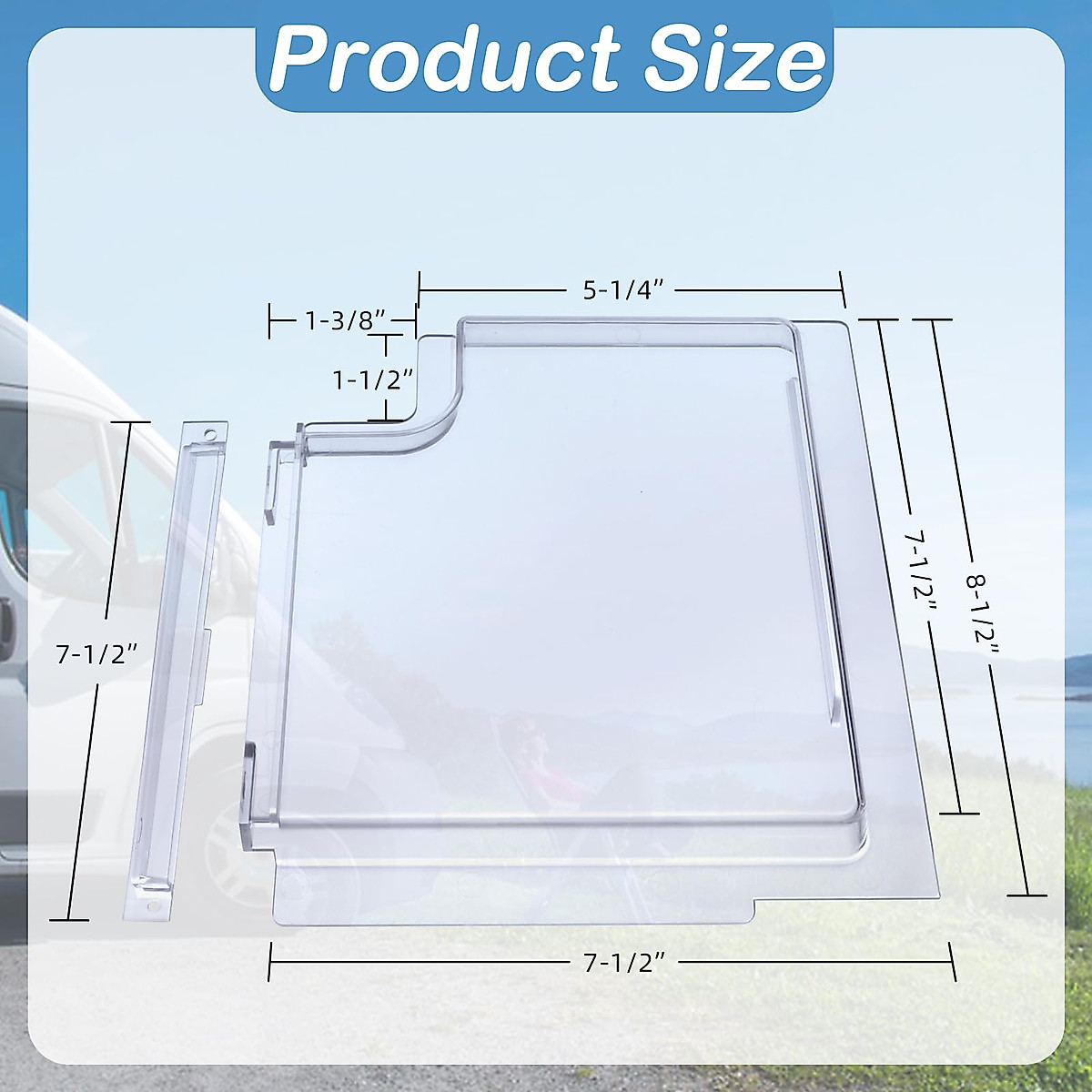 NOVINO RV Screen Door Slider Panel for Dexter 4701-00 RH Right Hand Series 5050 Radius Corner,Clear Plexiglass RV Screen Door Slide and 4700-00 Stopper