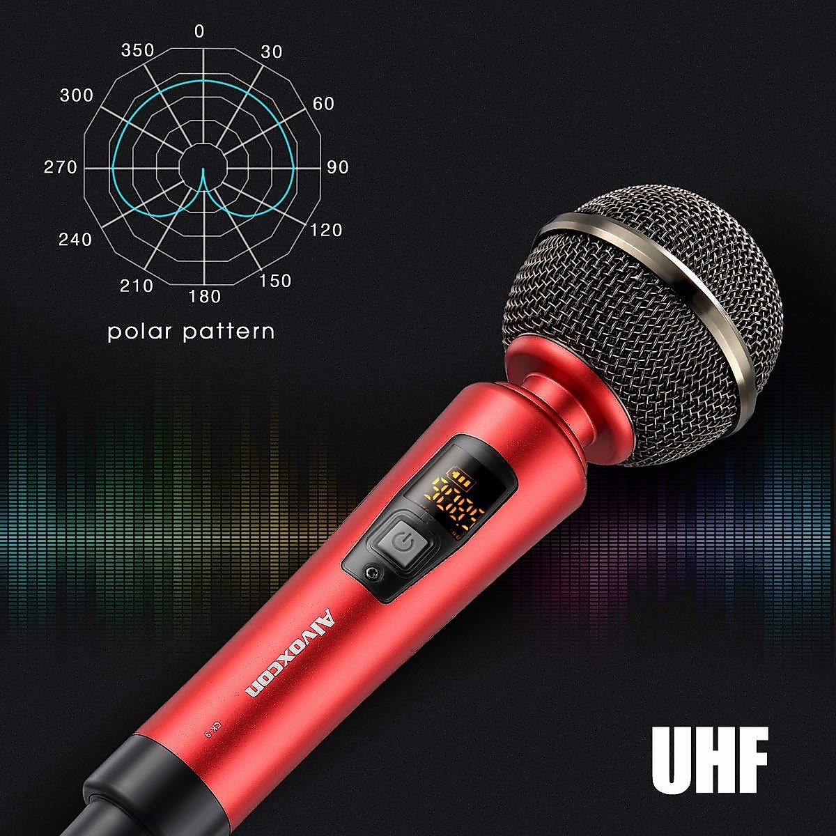 Alvoxcon Wireless Microphone System, Rechargeable UHF Dynamic Handheld mics for Phone, DSLR Camera, Karaoke, PA Speaker, DJ, Video Vocal Recording, Singing, YouTube, Podcast, Vlog, Church, Interview