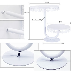 2-Tier Cake Stand, Round Cupcake Dessert Table Stands, Metal Cake Pastry Candy Display Stand Plate/Holder for Wedding Birthday Party, 8/10 Inch Cake Pop Stands Pillar Serving Tray