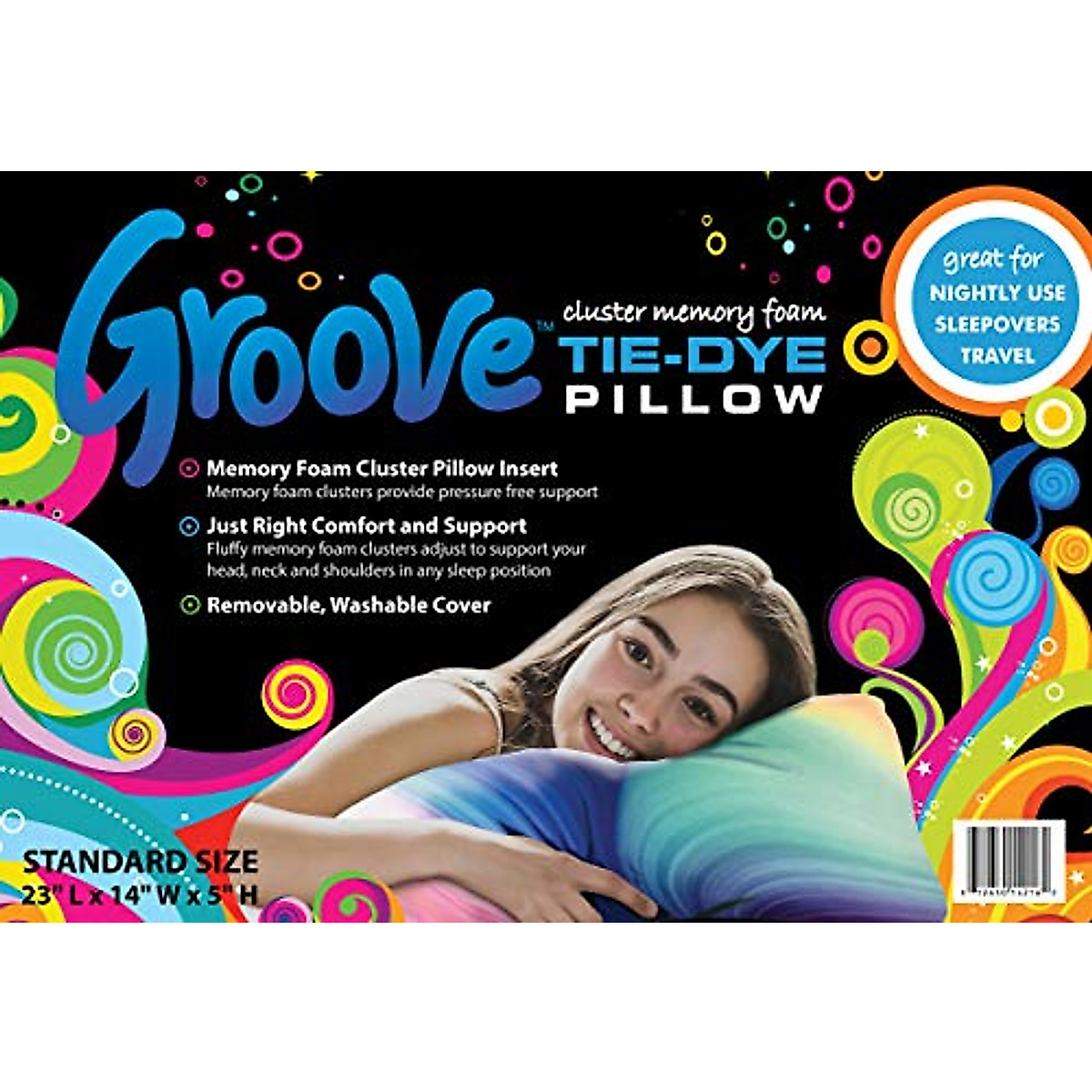 Groove Tie Dye Cluster Memory Foam Bed Pillow