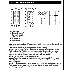 Gardening Tools Organizer - Rolling Utility Cart with Wheels Holds 40 Yard Tools - Garage Organization and Storage Home Essentials by Stalwart