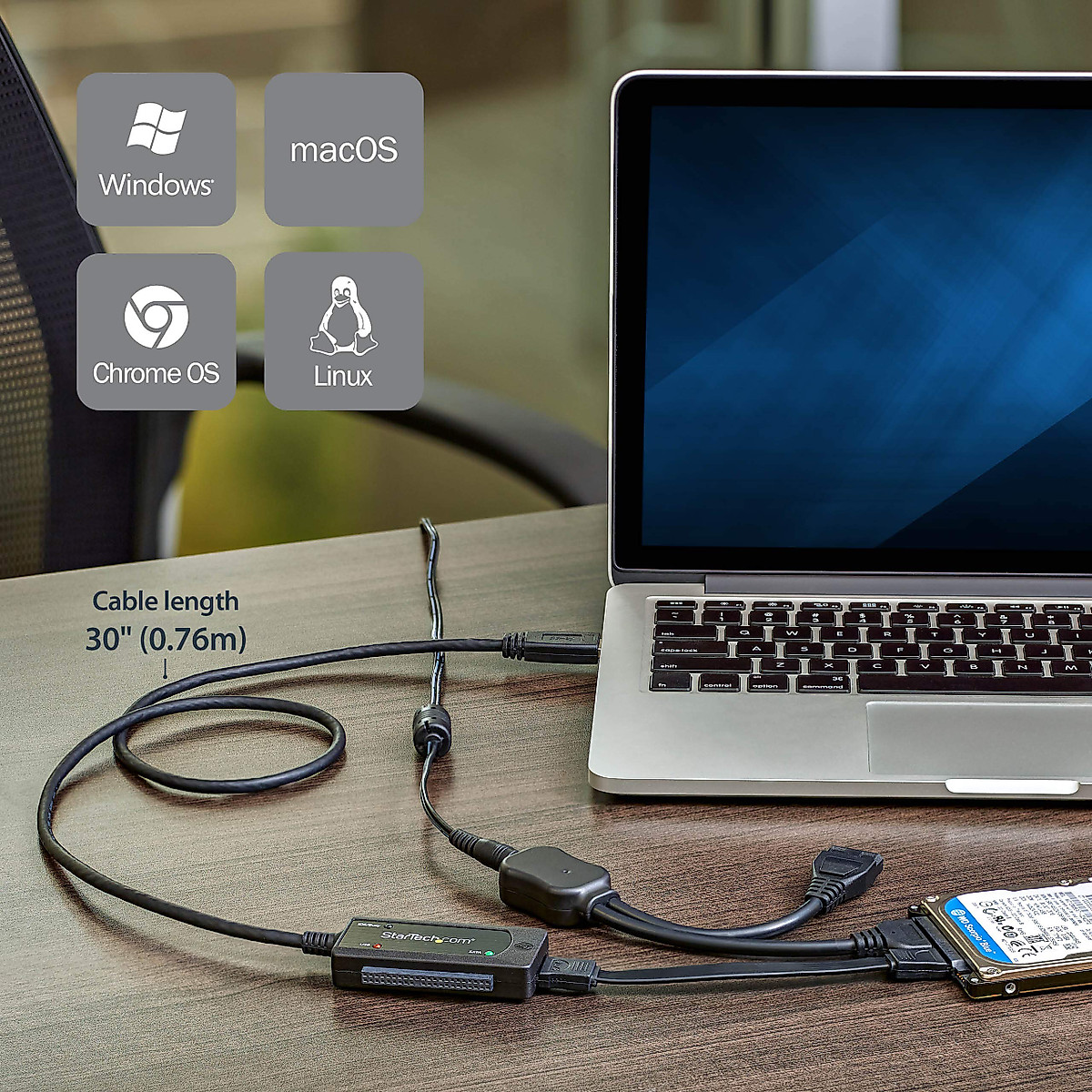 StarTech.com USB 3.0 to SATA IDE Adapter - 2.5in / 3.5in - External Hard Drive to USB Converter – Hard Drive Transfer Cable (USB3SSATAIDE)