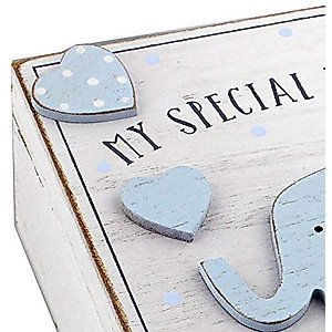 Oaktree Gifts Baby Boy Wooden Memories Keepsake Box Vintage Style