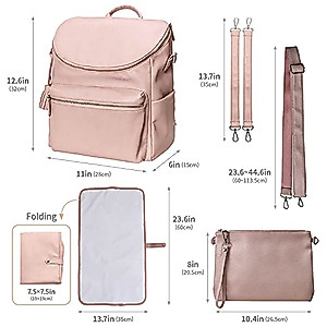 Comfy piks Diaper Bag Backpack, Vegan Leather Backpack with Baby Changing Pad, Stroller Straps and Carry Pouch, Convertible Baby Travel Bag with Insulated Pockets for Diapers, Bottles, Toys, Clothes