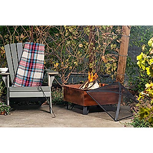 Bond Manufacturing 52119 Boxite 26" Square Wood Burning Steel Fire Pit, Rust