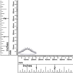 AFFY 1/5 Carat Round Shape White Natural Diamond Stacking Curved Wedding Band In 10K Solid White Gold (Clarity : I2-I3, Color : I-J, 0.2 Cttw) Size 8