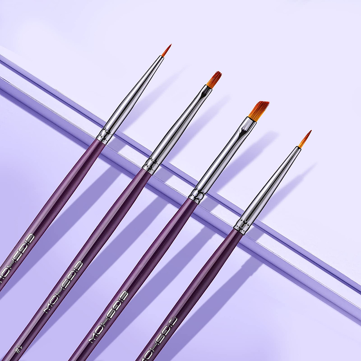 Eyeliner Makeup Brush Set - Angled Liner Brush, Tight Liner Brush, Definer Brush, Ultra-Fine Liner Brush Kit for Detailed Precision Eyeliner, Eyebrow Filling, Body or Face Painting, 4 Pieces