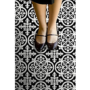 FloorPops FP2475 Gothic Peel & Stick Floor Tiles, Black