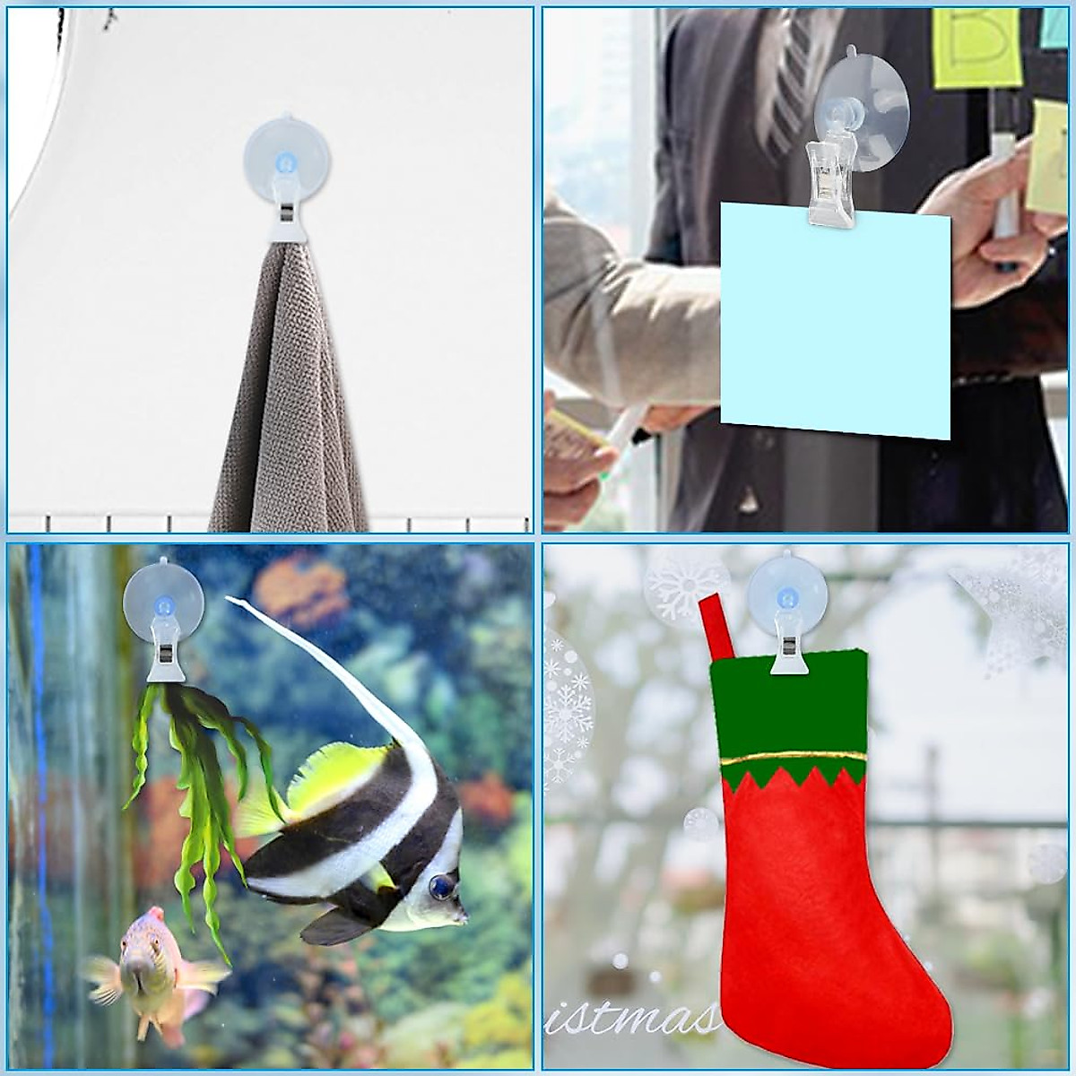 5Pcs Wall Suction Cup Clip, Sucker Clamp Plastic Suction Cups Holder Reusable Kitchen Plastic Round Clamps Holder Business Cards Clamp for Bathroom Kitchen Windows