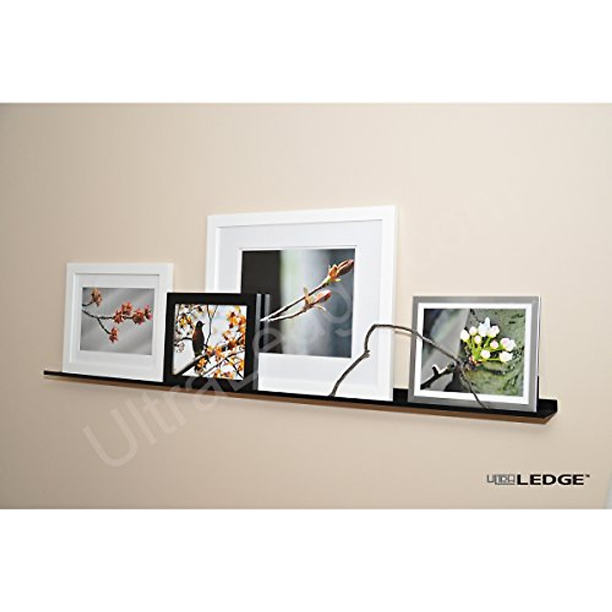 ULTRAledge 4'/48" Art Display / Picture Ledge / Floating Shelf, Metal, Modern (3.5" deep, Black)