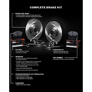 R1 Concepts Front Rear Brakes and Rotors Kit |Front Rear Brake Pads| Brake Rotors and Pads| Super Duty Brake Pads and Rotors| Hardware Kit WFXH2-40031