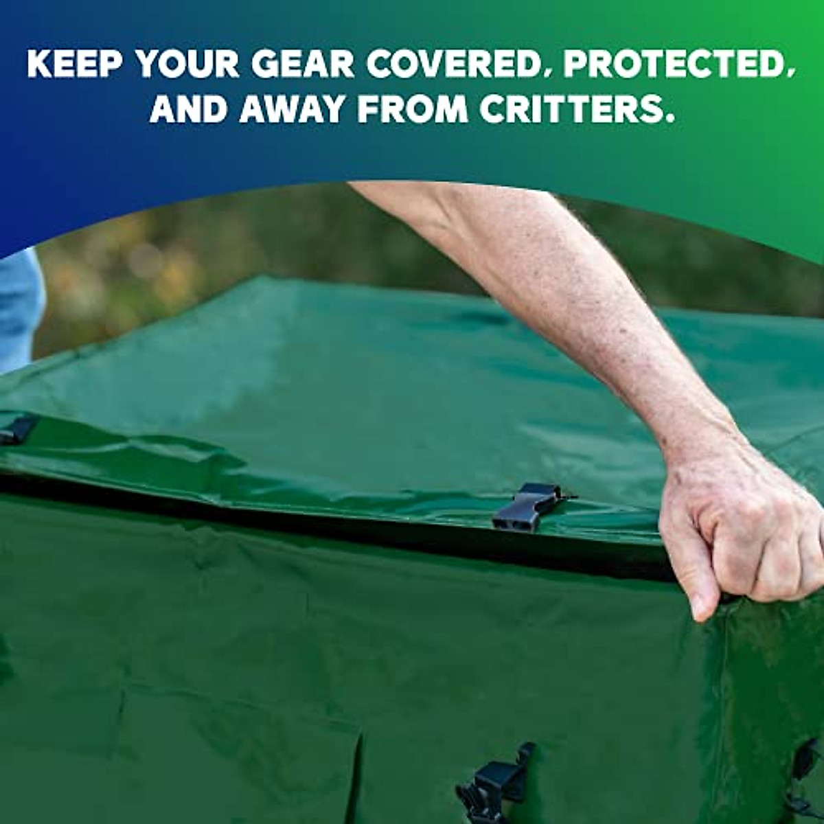 YardStash Outdoor Storage (Waterproof) - Heavy Duty, Portable, All Weather Tarpaulin Deck Box - Protects from Rain, Wind, Sun & Snow - Perfect for the Boat, Yard, Patio, or Camping – M Green