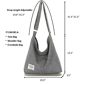 Covelin Women's Retro Large Size Canvas Shoulder Bag Hobo Crossbody Handbag Casual Tote Light Blue